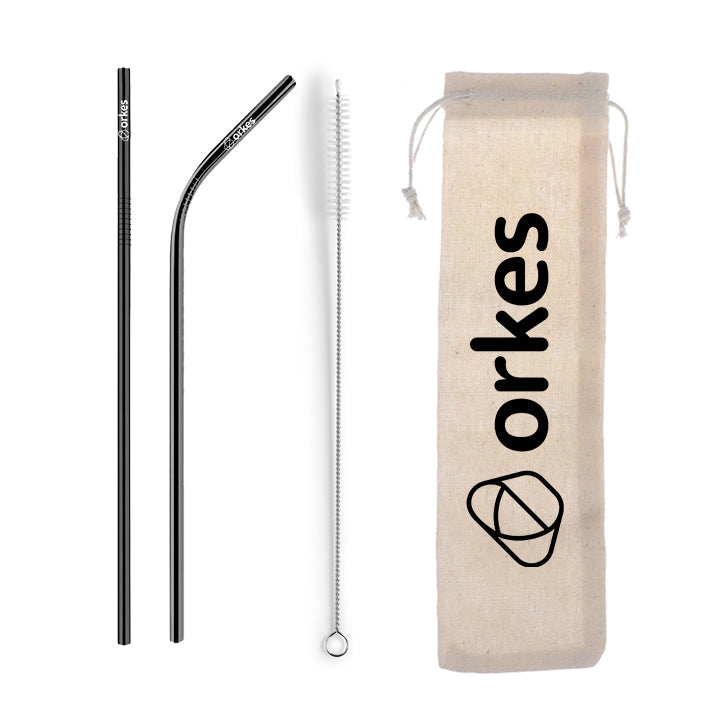 Custom Branded Metal Straw Set With Printed Bag, Laser Engraved Metal ...